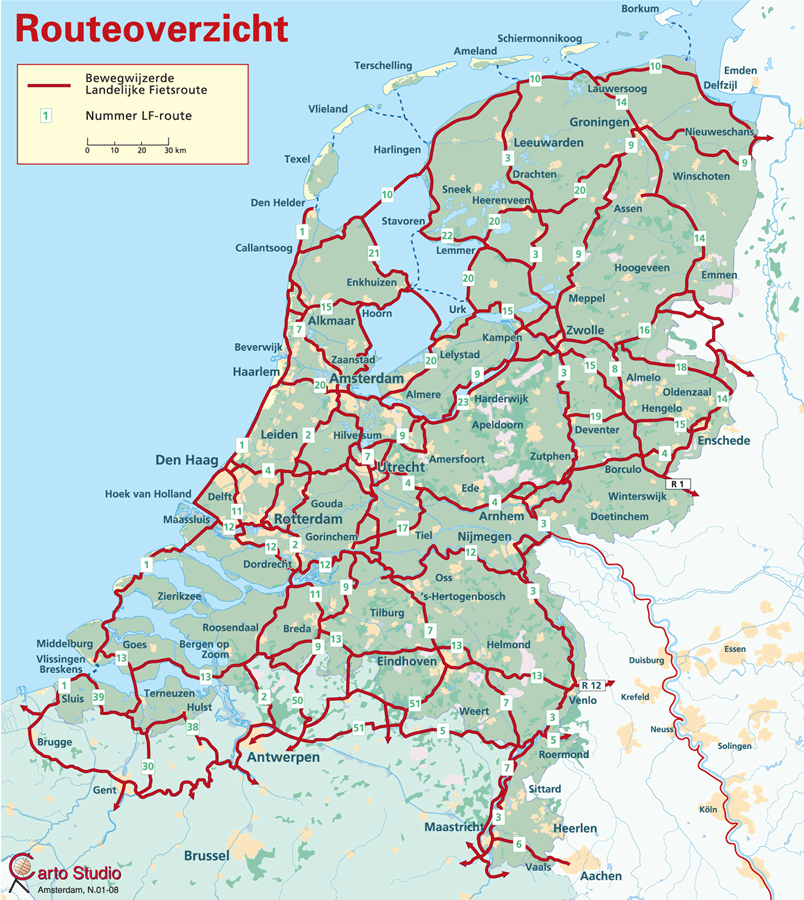 Basiskaart Landelijke Fietsroutes Nederland vernieuwd – Fietsvakantie ...
